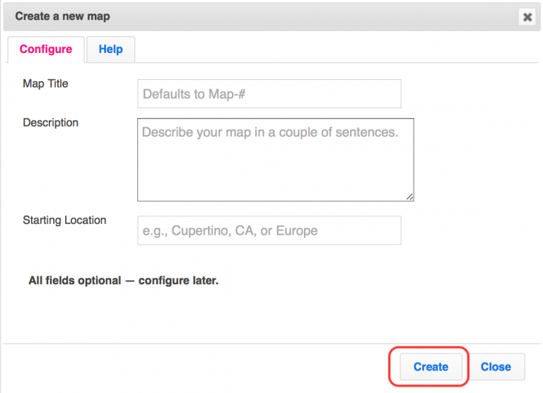 Create a map, customise and publish or share using ZeeMaps