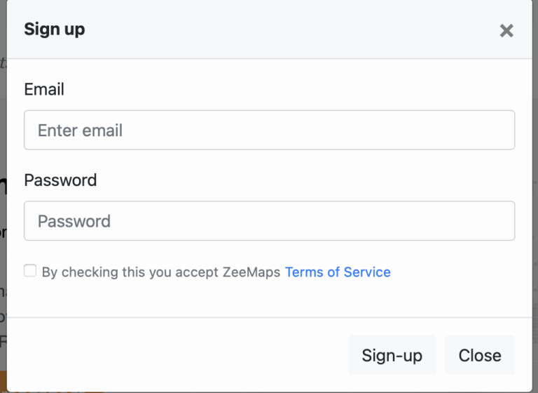Sign Up and Accounts with free mapping service ZeeMaps